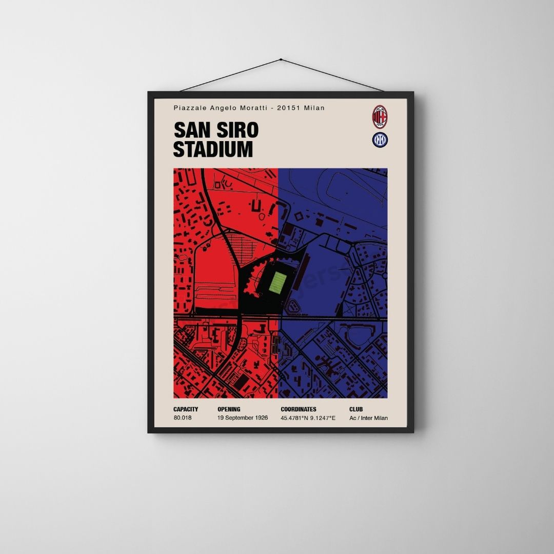 San Siro A4 Map Print – AC Milan & Inter Milan Stadium Design ...